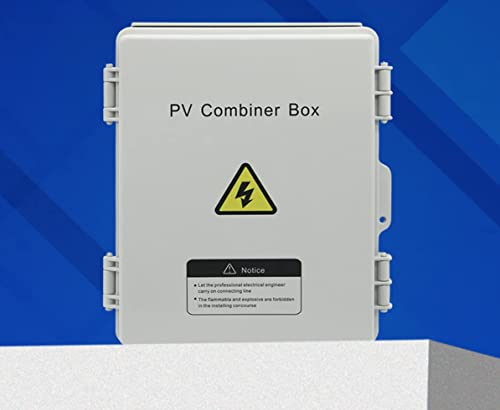 6 String Combiner Box for Solar Panel System, Solar Combiner Box with Lightning Arrest 63A Circuit Breaker 15A Rated Current Fuse IP66 Waterproof