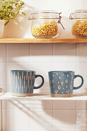Buren Ceramics 14oz Coffee Mugs Set of 4, Perfect for Latte, Green Tea, Cappuccino and Beverages. Microwave and Dishwasher Safe Cups. Modern Theme Matte Finish, Makes a Great Gift