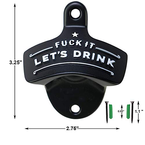 Bottle Opener Wall Mounted, Christmas Funny Wall Mount Bottle Opener for Men Dad Beer Lovers,Novelty Birthday Fathers Day with Mounting Screws Wall Anchors(1 Pack)