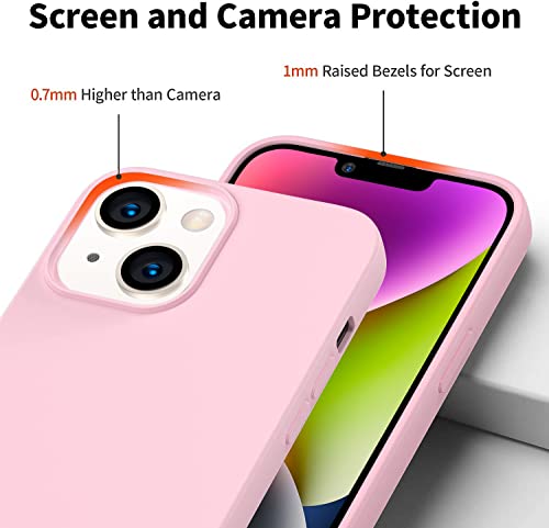 Amytor Designed for iPhone 14 Case, Silicone Ultra Slim Shockproof Phone Case with Soft Anti-Scratch Microfiber Lining, [Enhanced Camera Protection] 6.1 inch (Pink)