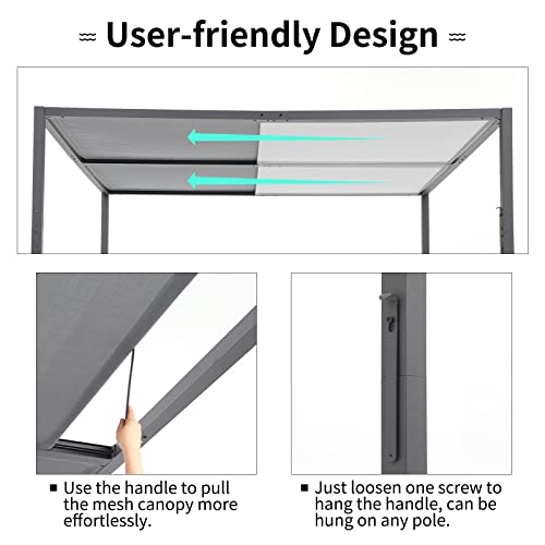 COBANA Outdoor Pergola, 9β x 9β Patio Aluminum Pergola Sun Shade with Adjustable Textilene Roof for Garden, Backyard, Lawn, Poolside