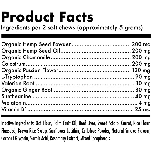 LEGITPET Calming Hemp Treats for Dogs - Made in USA with Organic Hemp - Natural Separation Aid - Helps with Barking, Chewing, Thunder, Fireworks, Aggressive Behavior