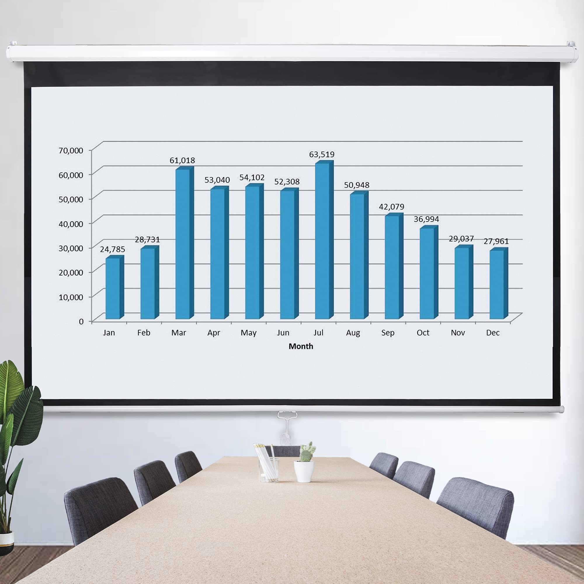 ZENY Projector Screen Pull Down 100 Inch 16:9 HD Projection Screen Folding Home Theater Portable Indoor Outdoor Movie Screen
