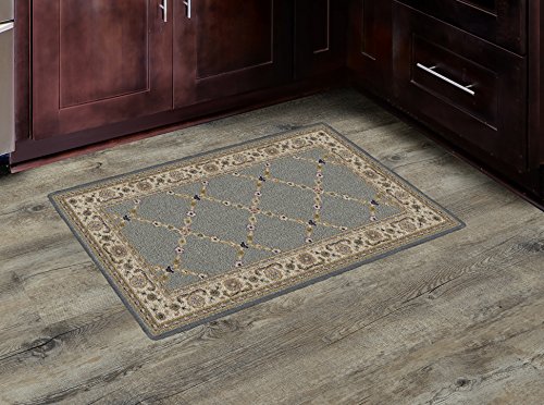 Brumlow MILLS Premier Traditional Floral Print Pattern Home Indoor Area Rug for Living Room Decor, Dining, Kitchen or Bedroom, 20" x 34", Mineral Blue