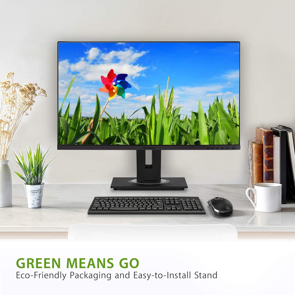 ViewSonic VG2455-2K 24 Inch IPS 1440p Monitor with USB C, HDMI, DisplayPort and 40 Degree Tilt Ergonomics for Home and Office