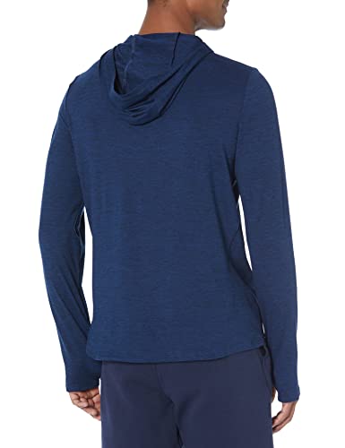 Amazon Essentials Men's Tech Stretch Long-Sleeve Hooded T-Shirt, Navy Space Dye, Medium