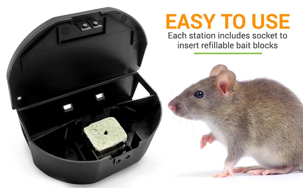 8 Pack - Mouse Bait Stations β Mice, Moles or Small Rodent Traps β Reusable Indoor Rodent Control Bait Box