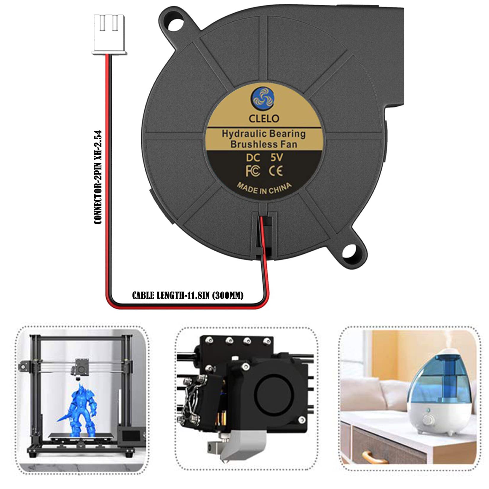 5015 Fan 24V 4 Pack 50mm Blower Fan Hydraulic Bearing Brushless Quiet Cooling Fans for 3D Printer and Other Small Appliances Replacement, 50mmx50mmx15mm 2PIN