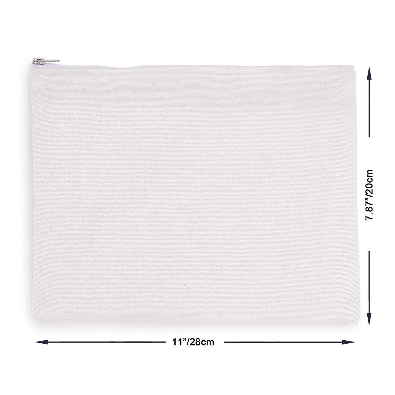 YINGKOR Cotton Canvas Zipper Cosmetic Bag Makeup Bags Tool Organizer with Cotton Lining 20x28cm, White, 7.87x11.02 inches, 20x28cm, Pack of 2