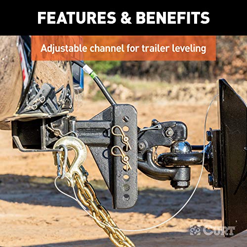 CURT 45908 Adjustable Pintle Hitch Combination, 2-1/2-Inch Receiver, 6-Inch Drop, 2-5/16-Inch Ball, 20,000 lbs, CARBIDE BLACK POWDER COAT