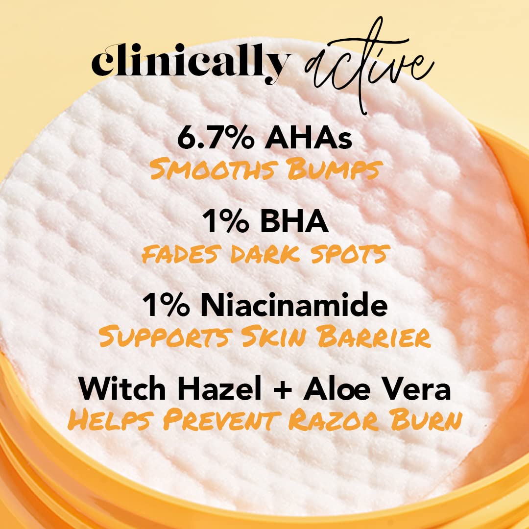 SweetSpot Labs Buff & Brighten, Daily Ingrown Hair Treatment Pads with BHA and AHA, Safe for Bikini Area, 50 Exfoliating & Brightening Wipes