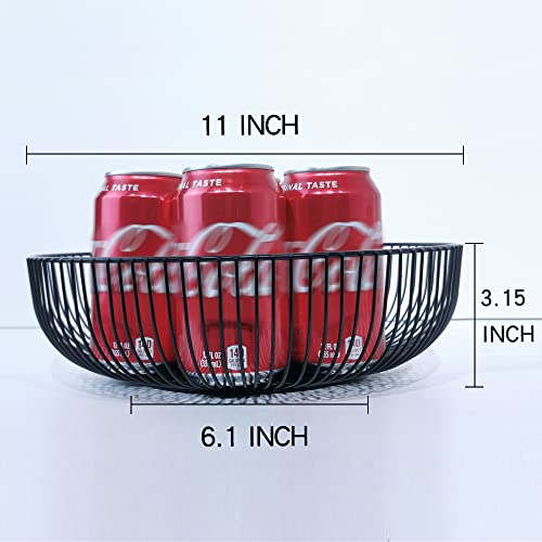 Black Metal Wire Fruit Basket Bowl For Kitchen,Living Room,Office - Large Decorative Centerpiece To Display Fruit, Vegetables, Bread, Candy, Household Items Or Use As A Gift Basket