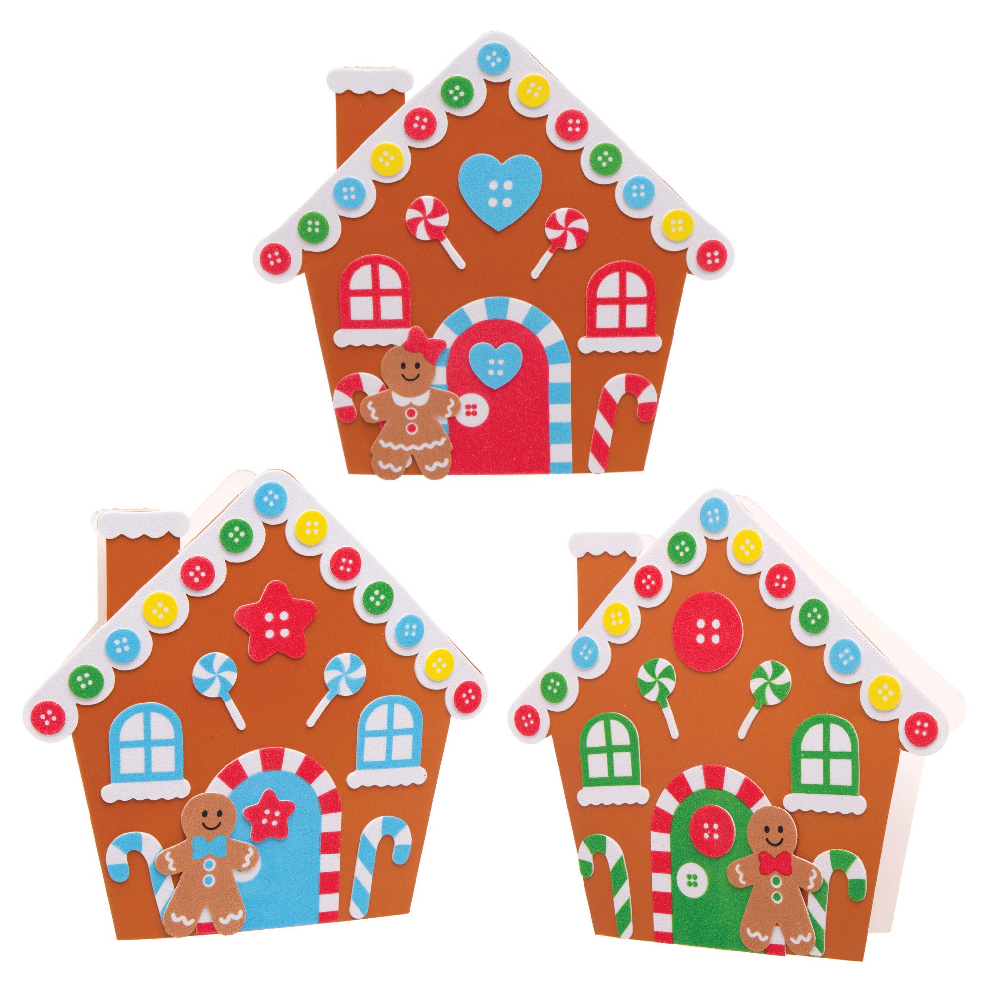 Baker Ross AT186 Gingerbread House Mix & Match Card Kits - Pack of 6, Decorate and Display for Christmas Decorations, Ideal Kids Arts and Crafts Project