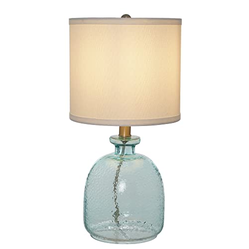 Catalina Lighting 20687-000 Textured Ocean Blue Glass Table Lamp, 18.25"H