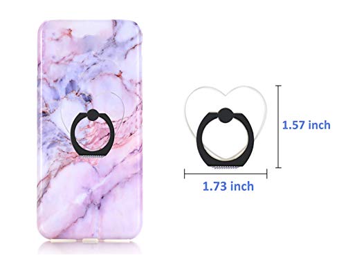 lenoup Transparent Heart Cell Phone Ring Holder Kickstand,Bling Bling Sparkle Diamond Clear Heart Cell Phone Finger Ring Grip Stand(Silver/Black)