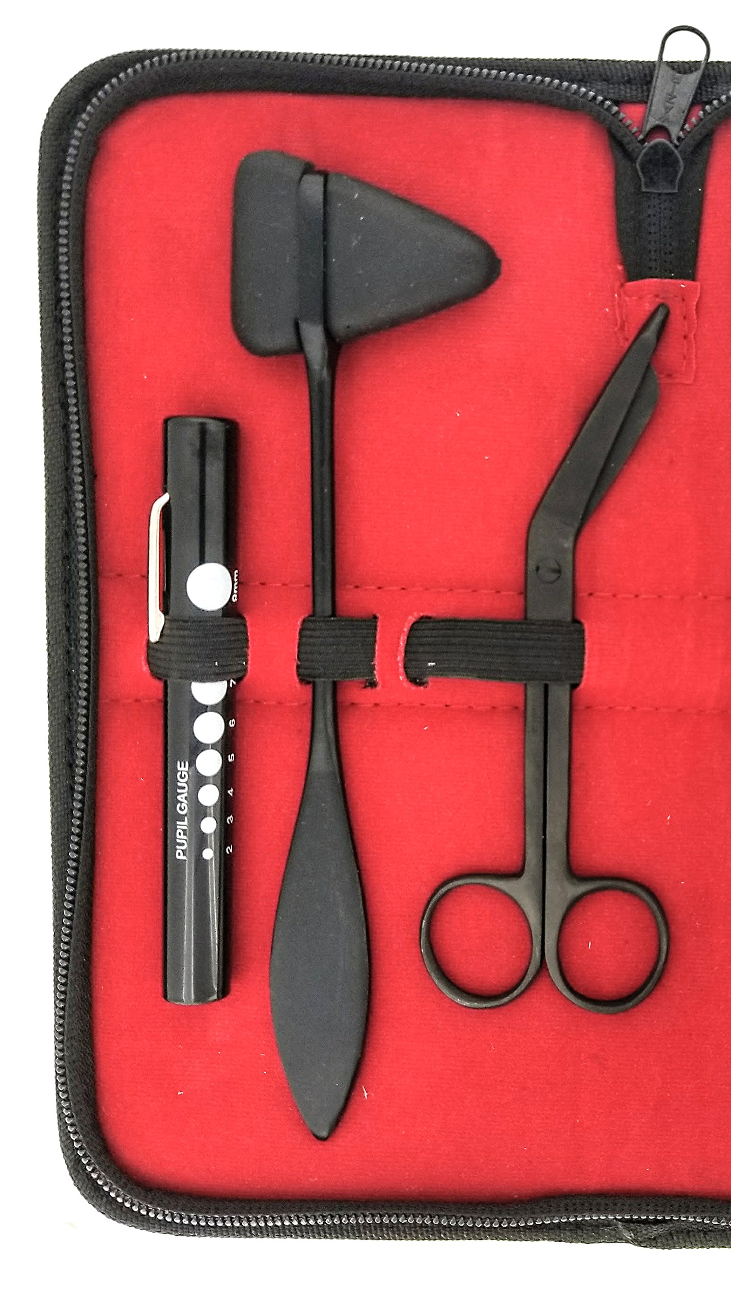 SURGICAL ONLINE Ultimate Medical Student Diagnostic Set - Premium Stethoscope & Tactical Black Set of 5 pcs Reflex Percussion Taylor Hammer + Penlight + Tuning Fork C 128 C 512 + Bandage Scissors 5.5