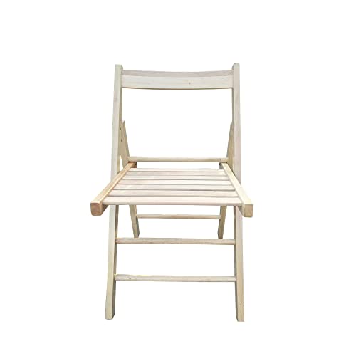 CIATRE Set of 2 Comfy Solid Wood Folding Chairs with Slatted Seat and Open Back - Fully Assembled for Indoor/Outdoor Events (Natural)