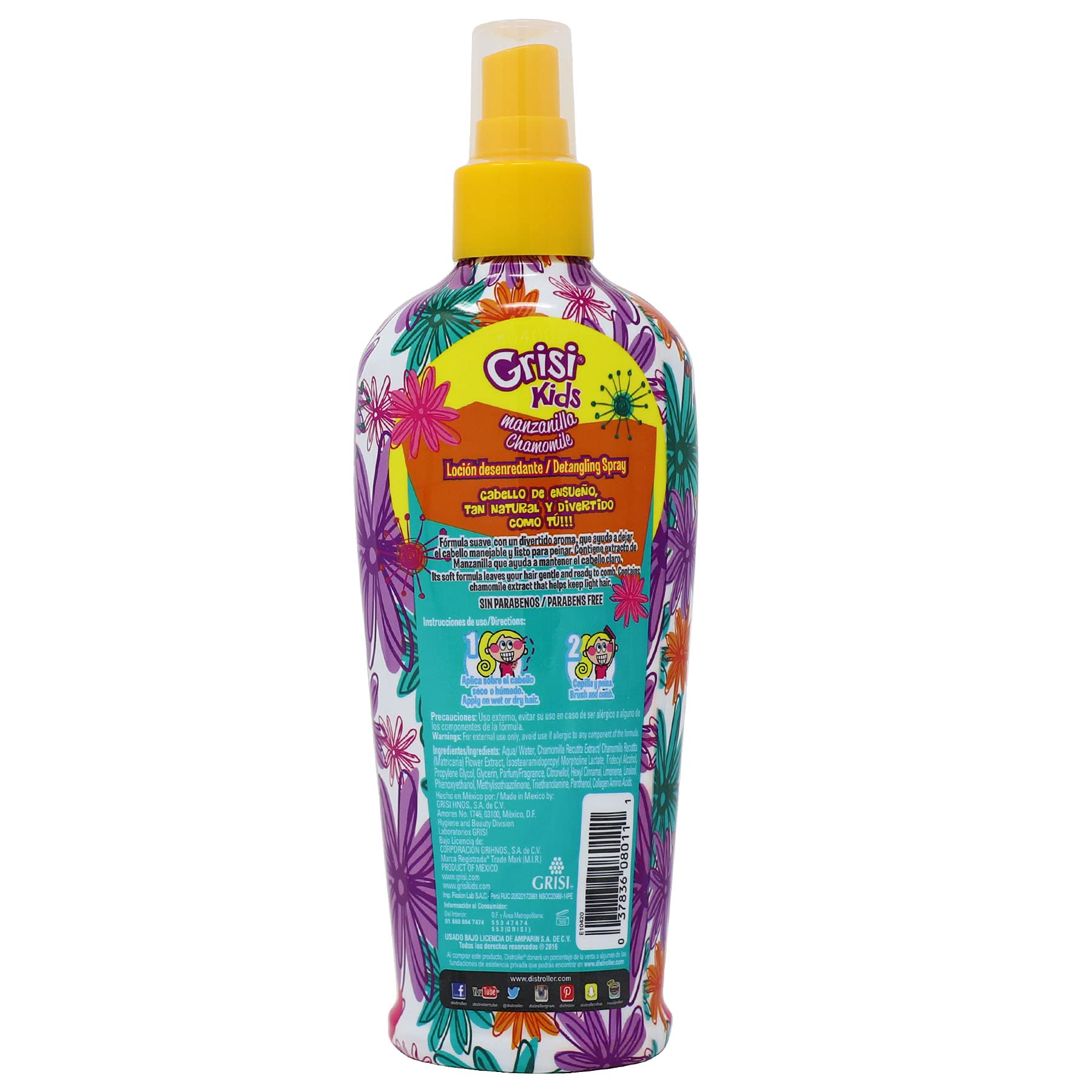 Grisi Kids Manzanilla Lotion Detangling and Lightening with Chamomile Spray, Clear, 3-Pack of 8.4 FL Oz, 3 Spray Bottles