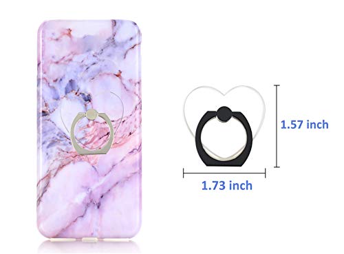 lenoup Transparent Heart Cell Phone Ring Holder Kickstand,360 Rotation Clear Heart Cell Phone Finger Ring Grip Stand for Phones,Pad