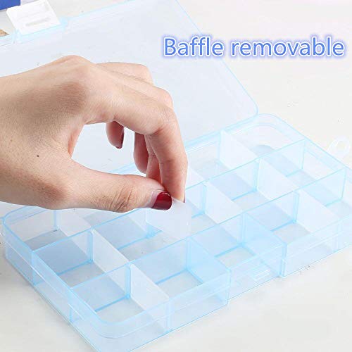 ETSAMOR 5pcs Plastic Jewelry Box 4 Colors Adjustable Divider Removable Grid Compartment Jewelry Earring Tool Containers for Small Accessories