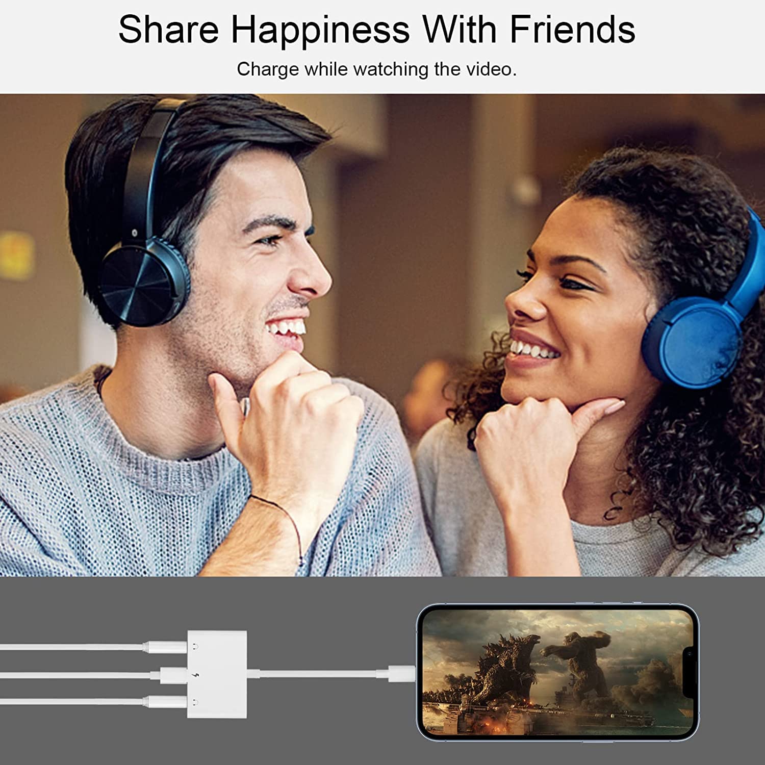 USB C to 3.5mm Headphone Adapter,3 in 1 Dual Headphone Audio Jack Splitter with PD Fast Charging Port for Samsung Galaxy S22 S21 S20 S10 S9,2018 iPad Pro,Google Pixel 4,HTC,Huawei etc (White)