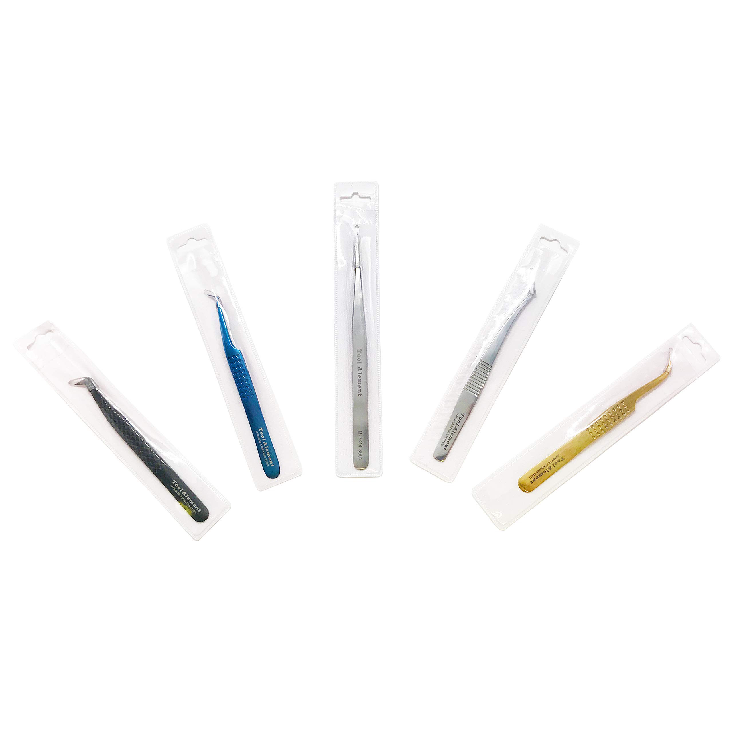 Tool Alement Japan Stainless Steel Plasma Coating 12cm Semi Curve Eyelash Tweezer G-JP12-8005
