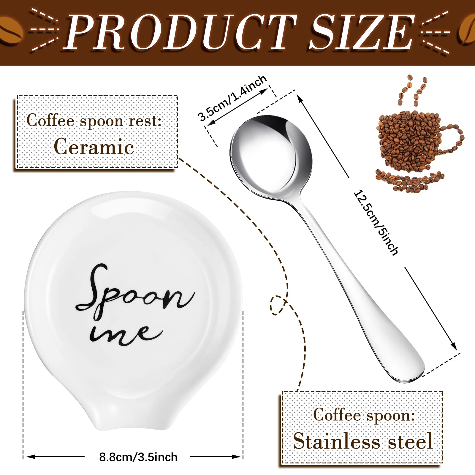 4 Pieces Coffee Spoon Rest and Spoon Small Teaspoon Holder Ceramic Coffee Spoon Holder Rests for Coffee Station Decor Stove Top Countertop Kitchen Accessories Nice Present for Coffee Lovers