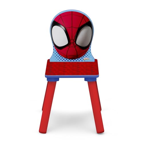 Delta Children - Marvel Spidey and His Amazing Friends 4-Piece Toddler Room-in-a-Box Set โ Includes Sleep and Play Toddler Bed, Table, 1 Chair and Toy Box, Blue/Red