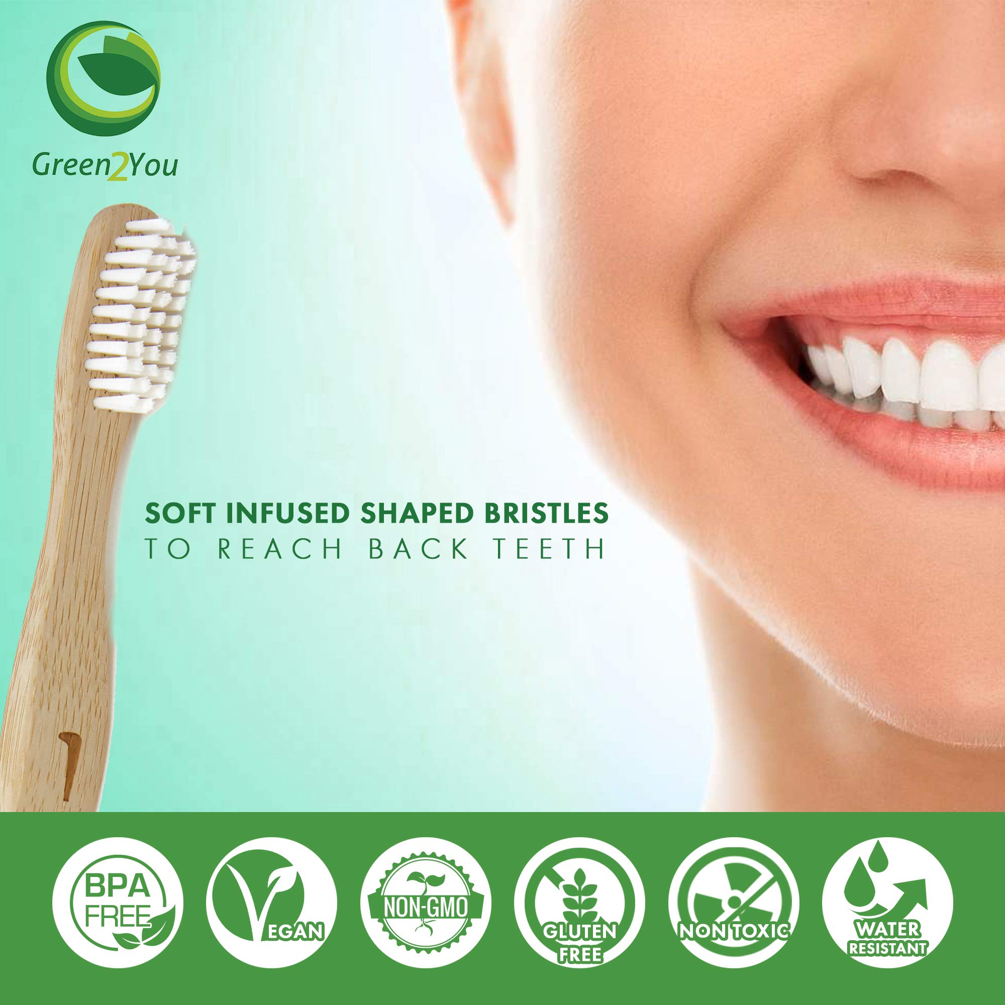 Green2You - Set of 4 Bamboo Toothbrushes