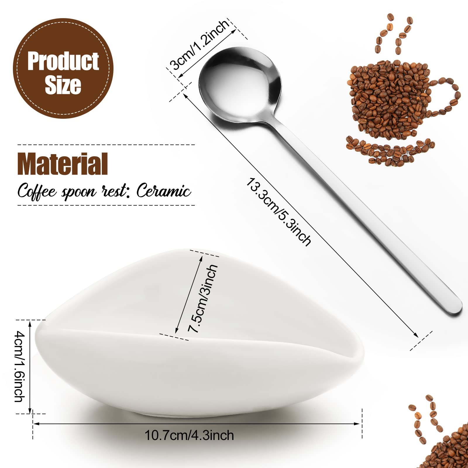4 Pieces Coffee Spoon Rest and Spoon Small Teaspoon Holder Ceramic Coffee Spoon Rest for Coffee Bar Coffee Stirrers Holder for Coffee Station Kitchen Accessories nice Present for Coffee Lovers
