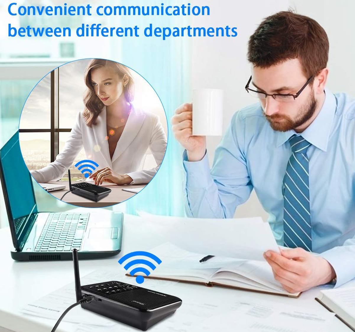 Wuloo Intercoms Wireless for Home 1 Mile (5280 Feet) Range 10 - Channel, Wireless Home Intercom System for House Business Office, Room to Room Intercom, Home Communication System (2 Packs, Black)