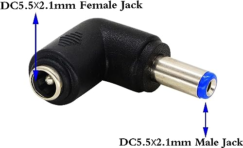 zdyCGTime 90 Degree Angle DC5.5x2.1mm Male to Female Adapter 5 Volt DC Barrel Power Jack Charging Cable Connector for Tablet (DC5.5x2.1mm)(2pack)