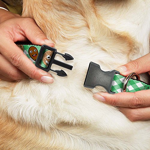 Buckle-Down Plastic Clip Collar - Fried Chicken & Waffles Plaid White/Green - 1/2" Wide - Fits 9-15" Neck - Large