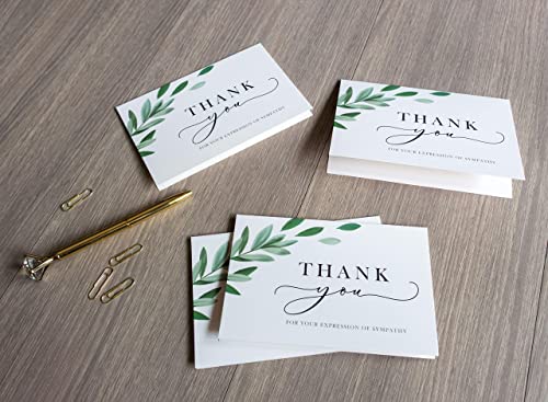 Gooji Thank You Cards for Funeral β 20 pcs Sympathy Acknowledgement Cards β Elegant and Classy Watercolor Design - Matching Peel-and-Seal White Envelopes Included β Bulk 4 x 6-inch Thank You Notes