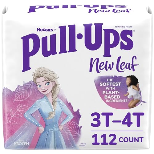 Pull-Ups New Leaf Girls' Disney Frozen Potty Training Pants, 3T-4T (32-40 lbs), 112 Ct (4 packs of 28), Packaging May Vary
