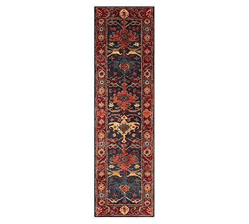 Wool Rug CHIA Channin Indigo Rug Hand Tufted Persian Traditional Wool Rug New Floral Oriental Vintage Area Rug (8x10)