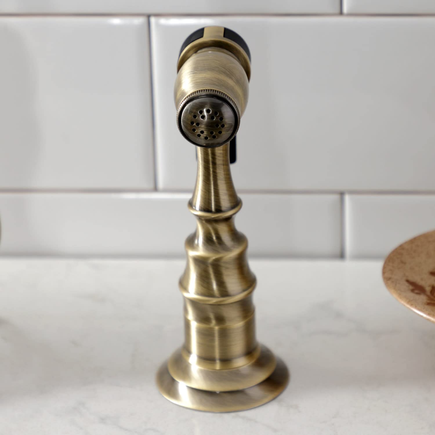 Kingston Brass KS7797BALBS Heirloom Bridge Kitchen Faucet, Brushed Brass