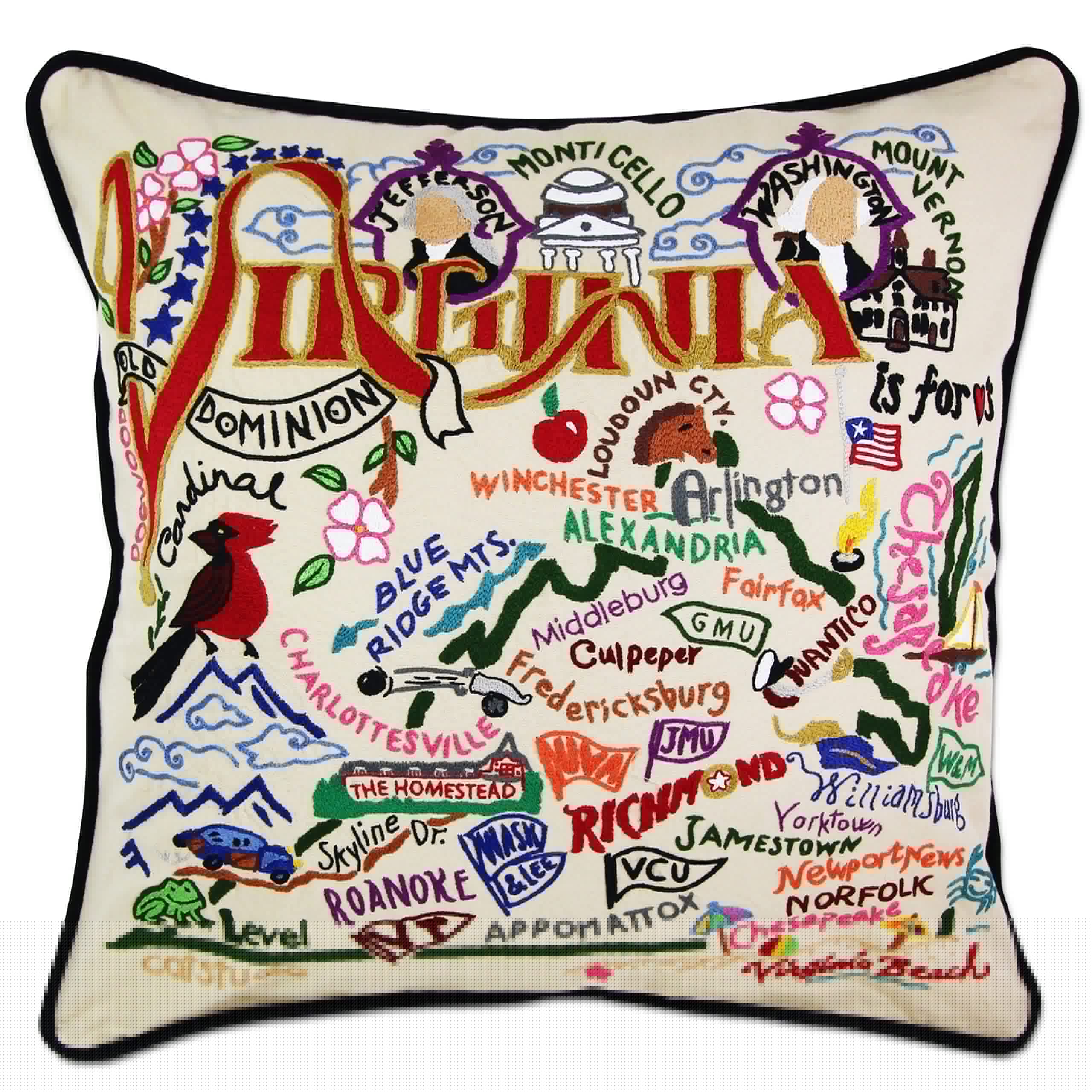 Catstudio Virginia Embroidered Decorative Throw Pillow