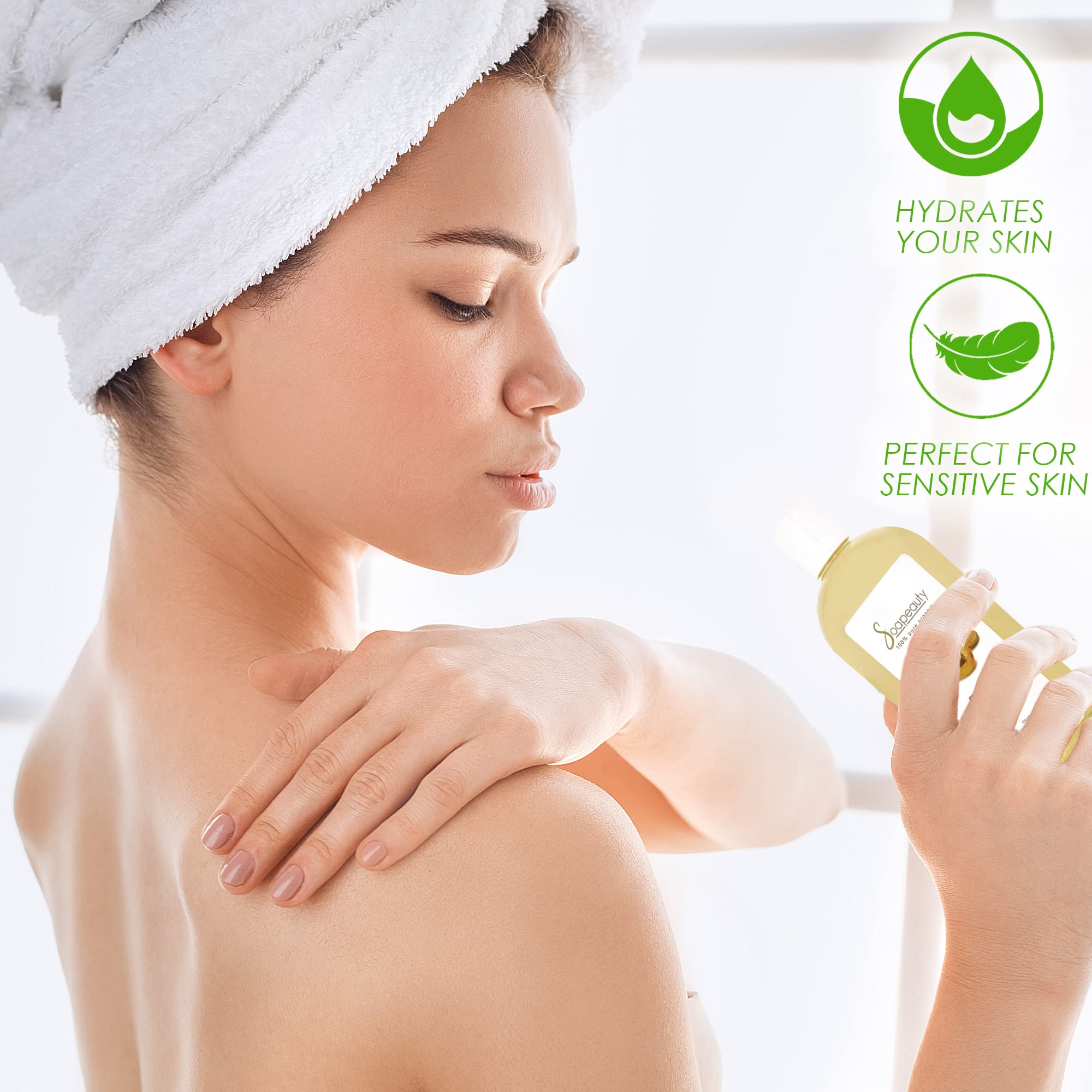 Soapeauty Apricot Kernel Oil Cold Pressed 100% Pure Natural Apricot Oil for Skin, Face, Hair Carrier for Essential Oils, Massage | 32 OZ