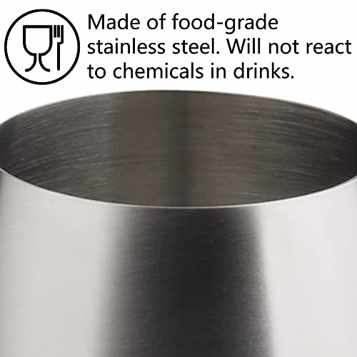 ARORA Stainless Steel Wine Glass 18oz - Set of 4 Matte Silver - 3.6" D x 8.3" H, Large (851005)