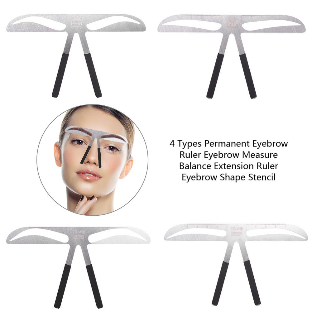 Eyebrow Shaping Stencil Kit Eyebrow Ruler Permanent Tattoo Makeup Stencil Shaper Extension Three-point positioning design Ruler Shape Stencil Stainless Steel Makeup Tool(European Style Eyebrow)