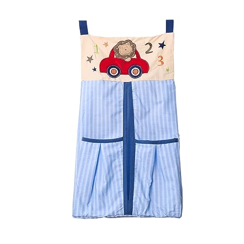 CribMATE 1 PC Diaper Organizer, Cute Cartoon Baby Diaper Hanging Bag, Gift Idea (Blue Car)
