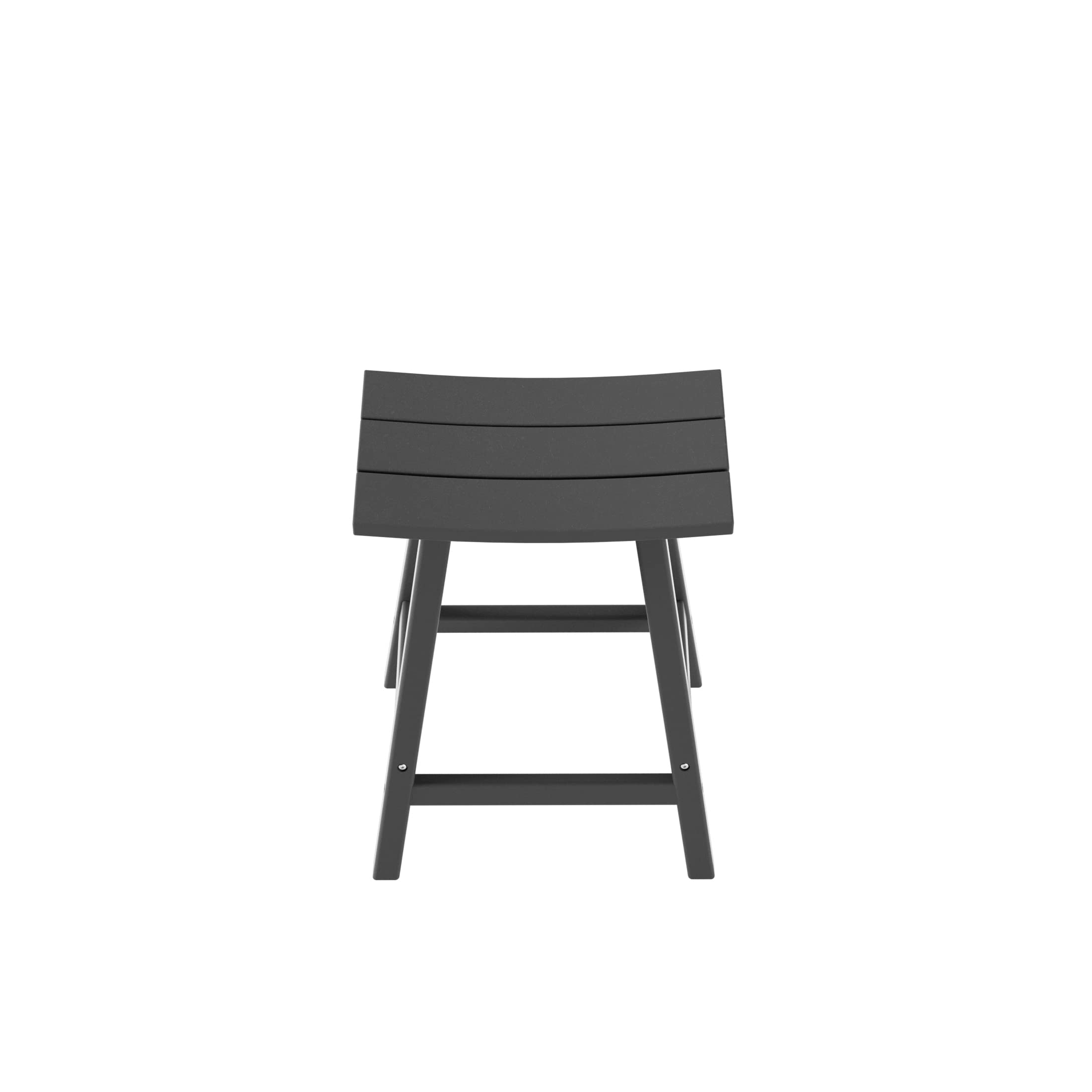 Costaelm All-Weather Bar Stools Set of 2, 24" Height Outdoor Bar Stools, Adirondack Poly Patio Bar Stool for Patio, Deck, Kitchen Counter and Garden, Gray