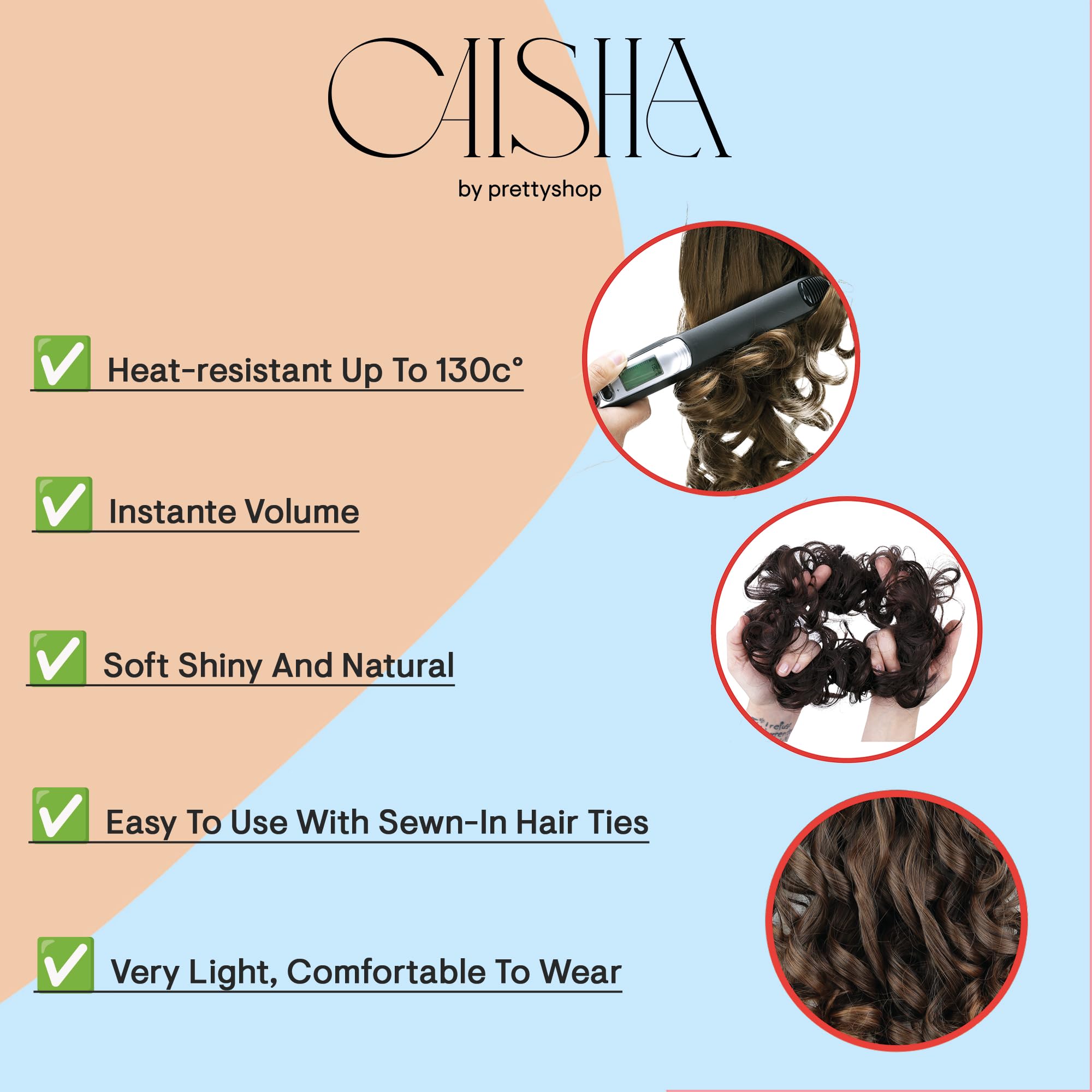 CAISHA Big Hairpiece Scrunchy Updo Bridal Hairstyle curly Messy Bun Gray Mix G19E