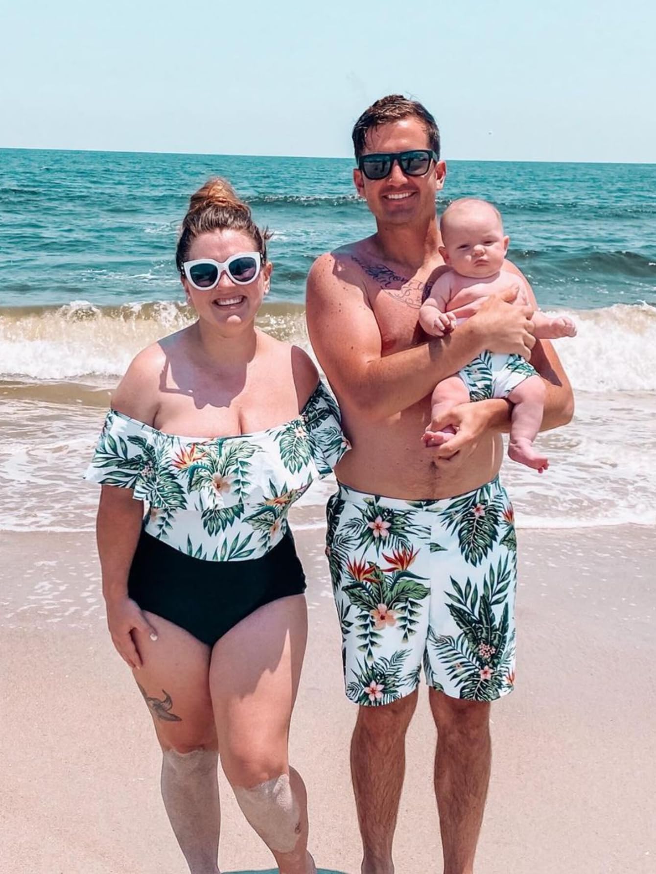 IFFEI Mommy and Me Swimsuits One Piece Monokini Bathing Suits Floral Printed Family Matching Swimwear Women: M
