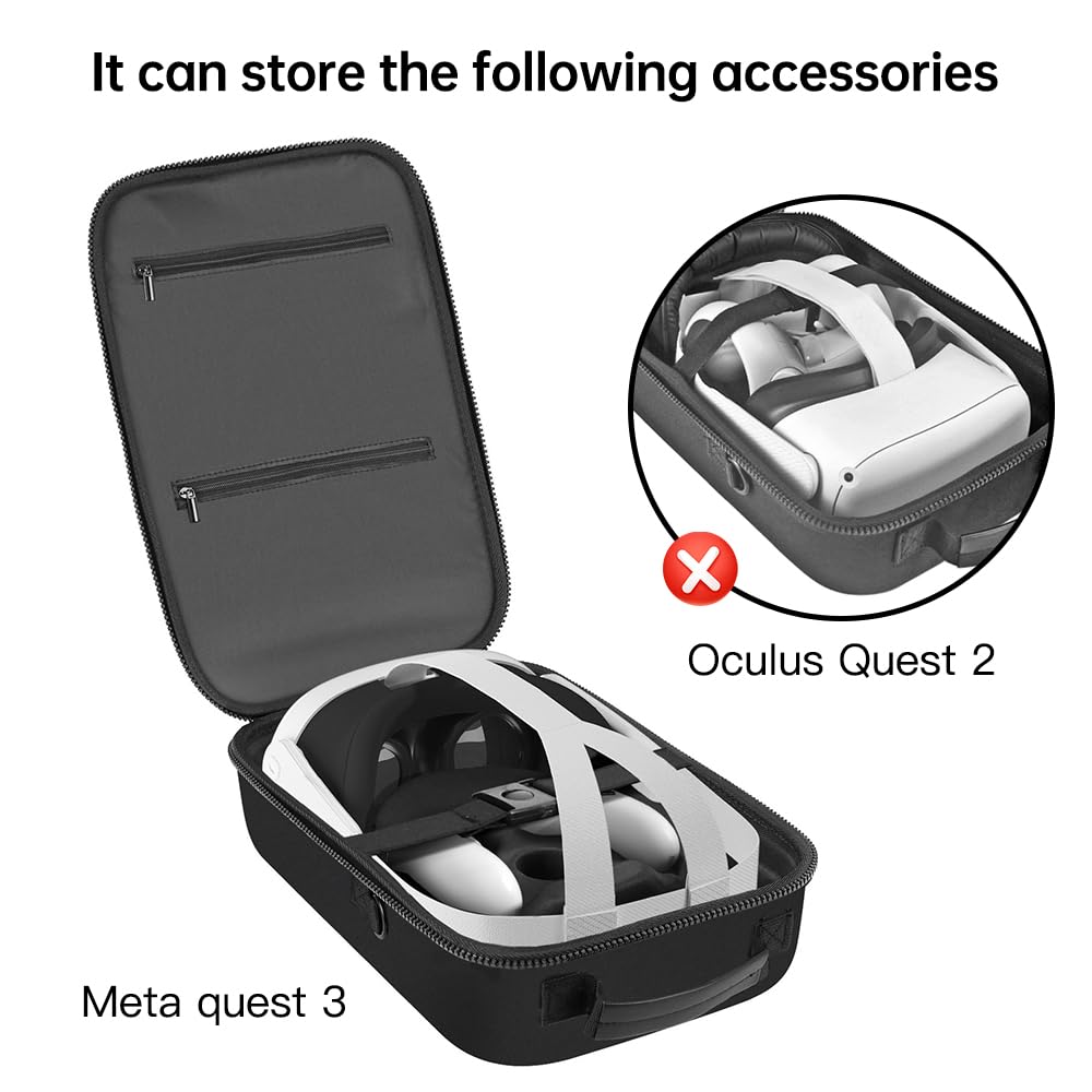 Akaigu Hard Travel Case Storage Case for Oculus Quest 3 All-in-one VR Gaming Headset and Controllers Accessories Carrying Bag (Black)