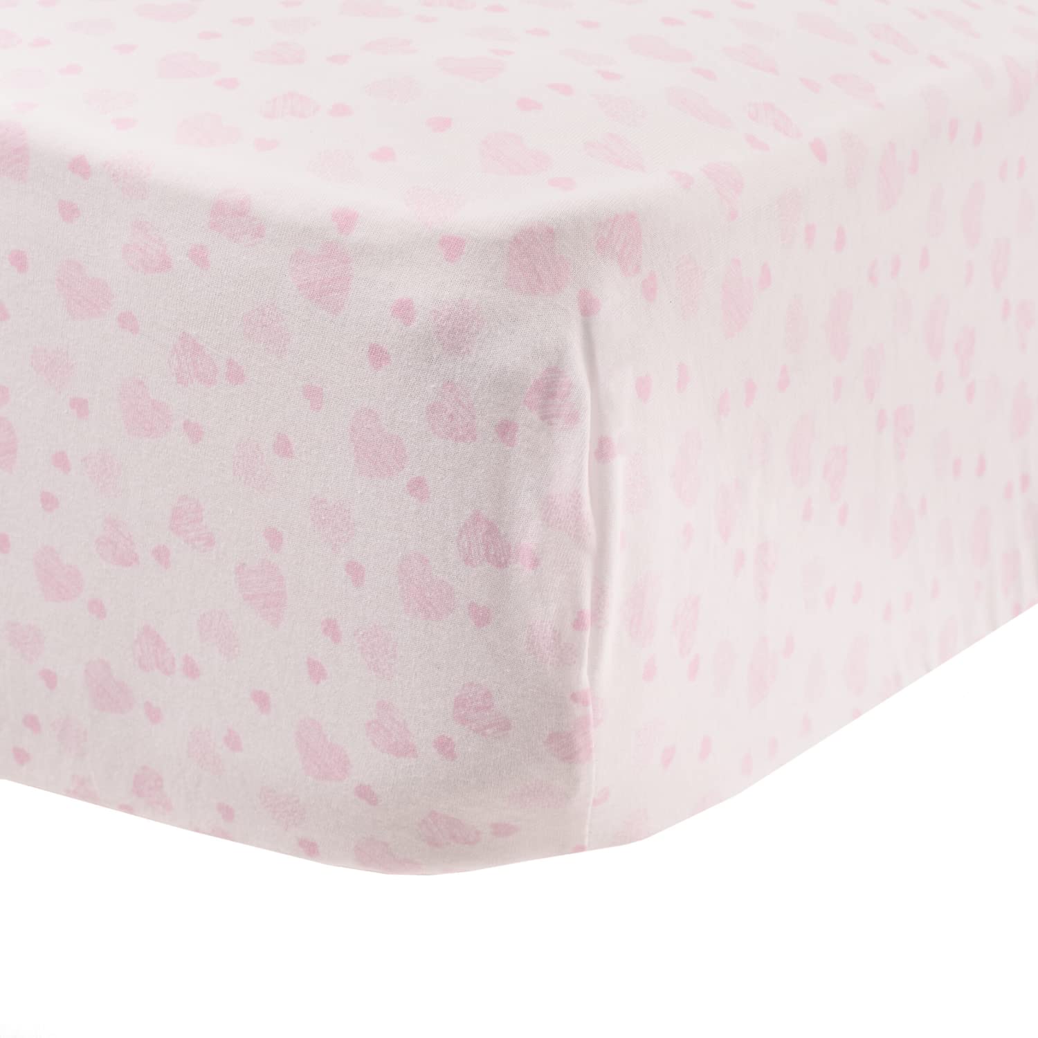 ATACA TEKSTIL 2 Pack 0 Cotton | Soft Breathable Crib Sheets | Baby & Toddler | Fitted Crib Sheet | Made in Turkey (Pink Hearts), 28x52x8 Inches