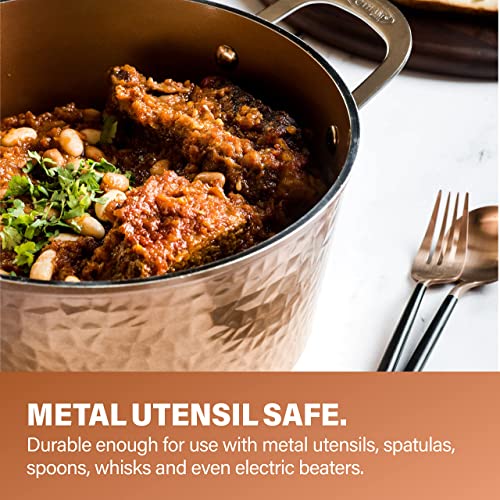 Gotham Steel Premium Hammered Cookware – 5 Piece Ceramic Cookware, Pots and Pan Set with Triple Coated Nonstick Copper Surface & Aluminum Composition for Even Heating, Oven, Stovetop & Dishwasher Safe
