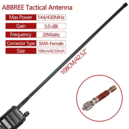 2Pack BAOFENG UV-9R PRO Tri-Power Dual Band IP67 Waterproof Two-Way Radio Long Range Rechargeable Walkie Talkie with Extra ABBREE 42.5inch Tactical Antenna