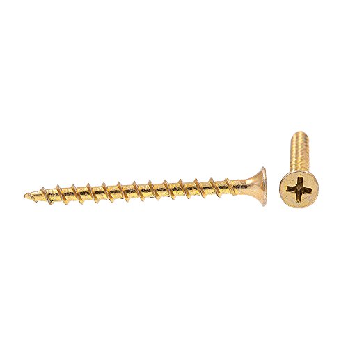 Prime-Line 9042386 Particle Board Screws, Bugle Head, Phillips Drive, #8 X 2 in, Yellow (50 Pack)